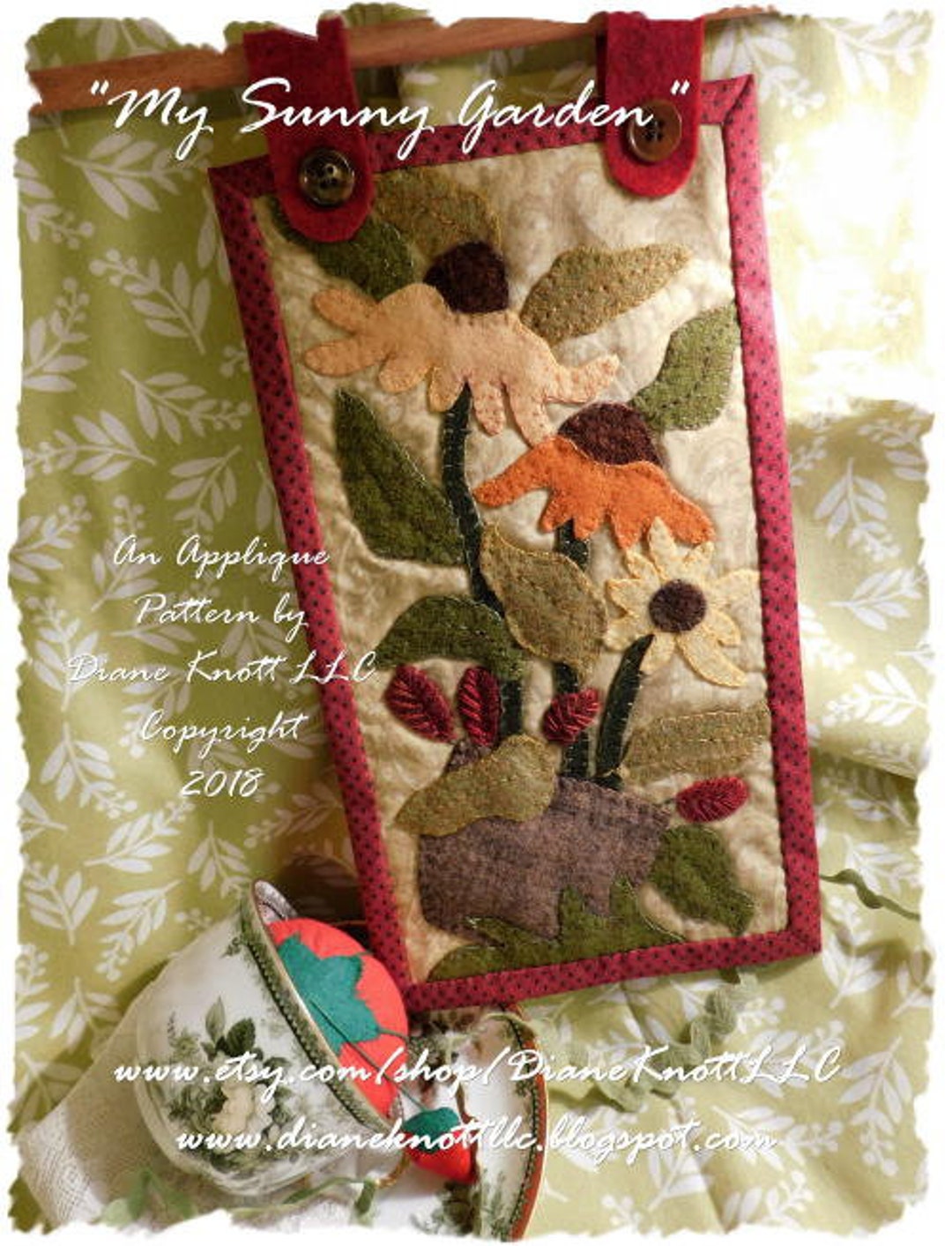 Sunflowers Wool Applique Pattern Download by Diane Knott LLC - Suitable ...