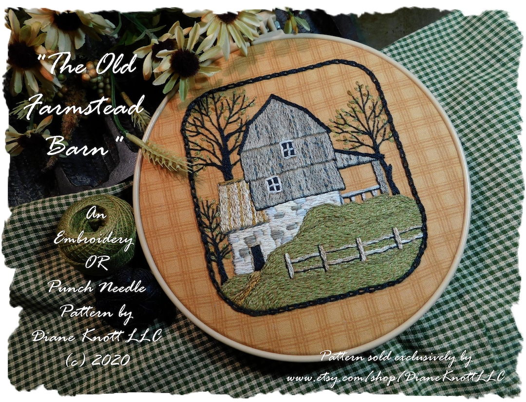 The Old Farmstead Barn Embroidery or Punch Needle Pattern by Diane ...