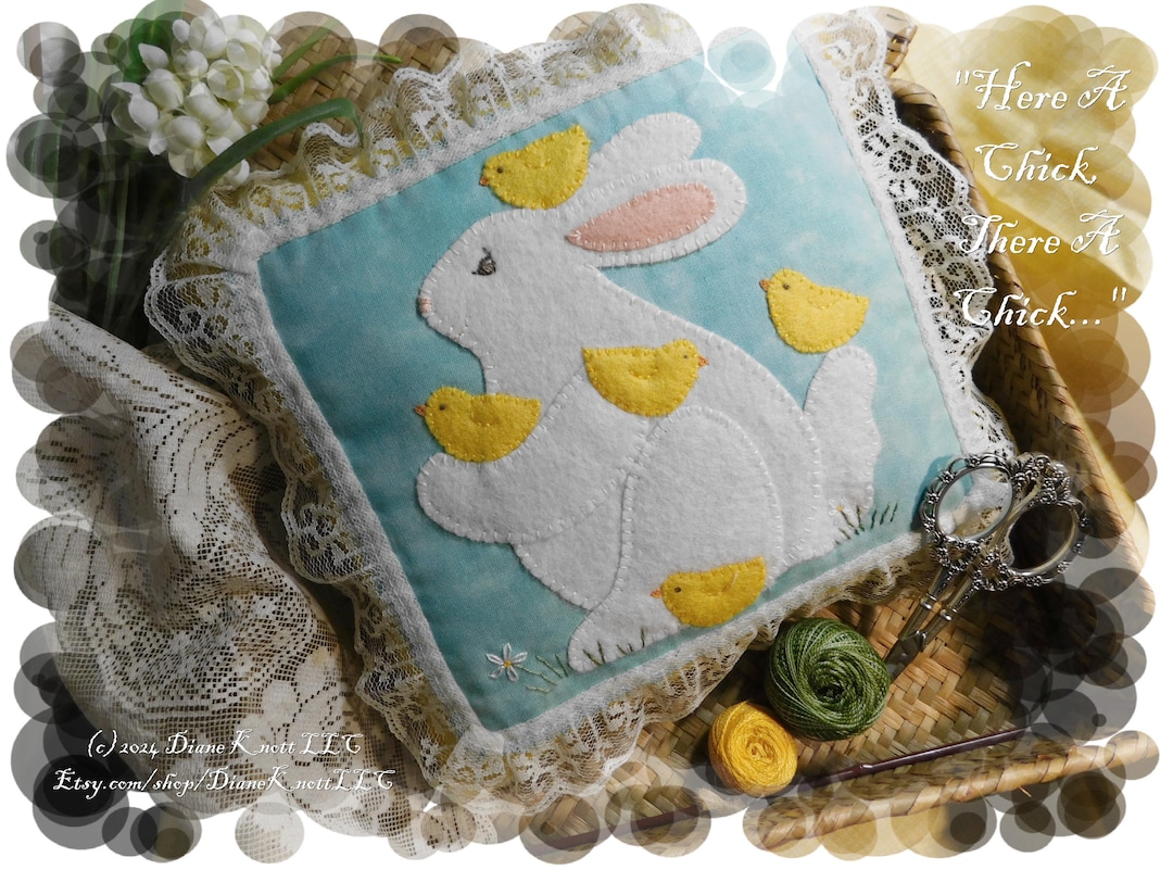 Rabbit and Chicks Wool Applique Pattern Download - Easy to Do - Here A ...