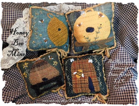 Bee Hive Wool Applique Bowl Fillers Pattern Download by Diane - Etsy