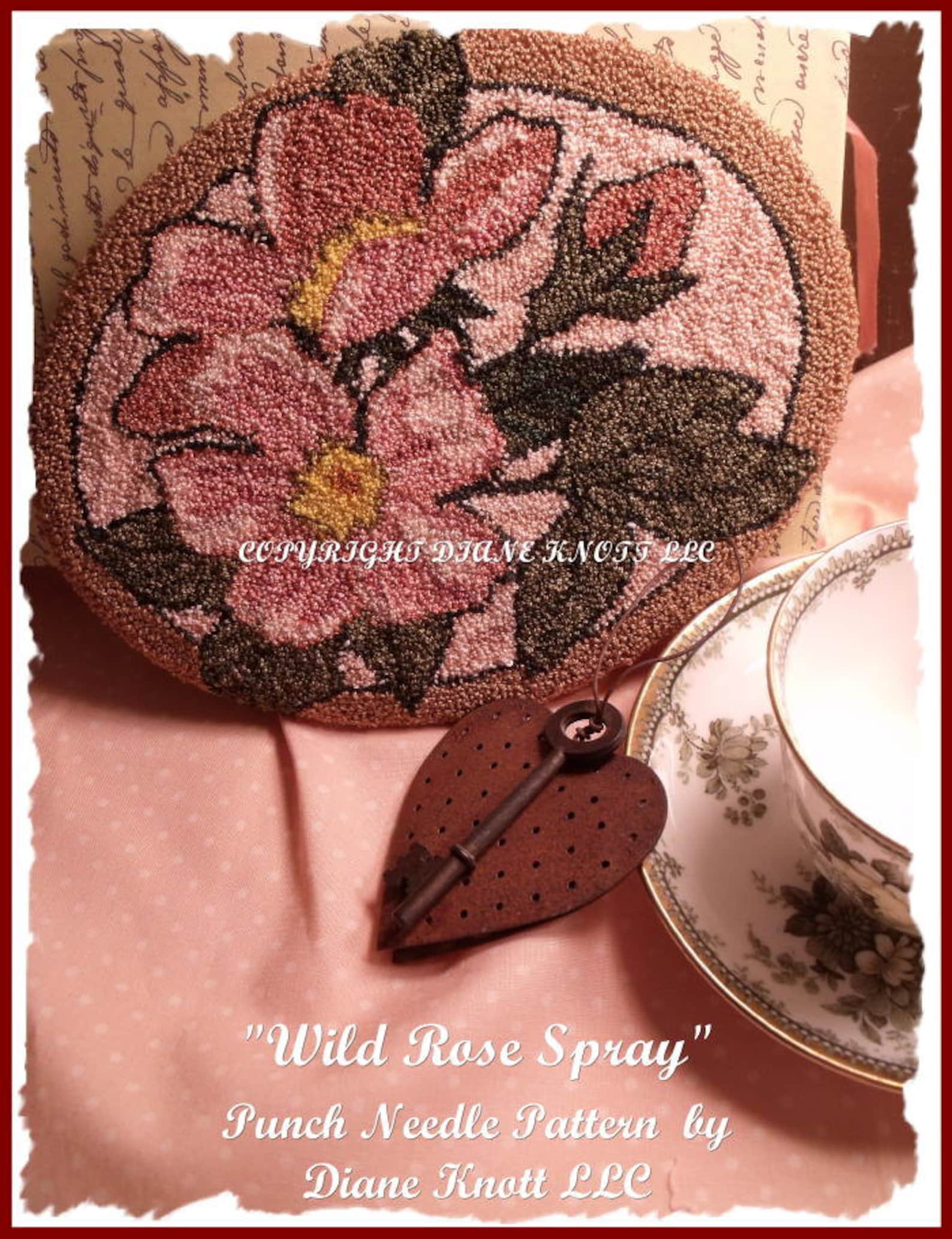 Wild Rose Spray Punch Needle Pattern Download by Diane Knott LLC - Etsy