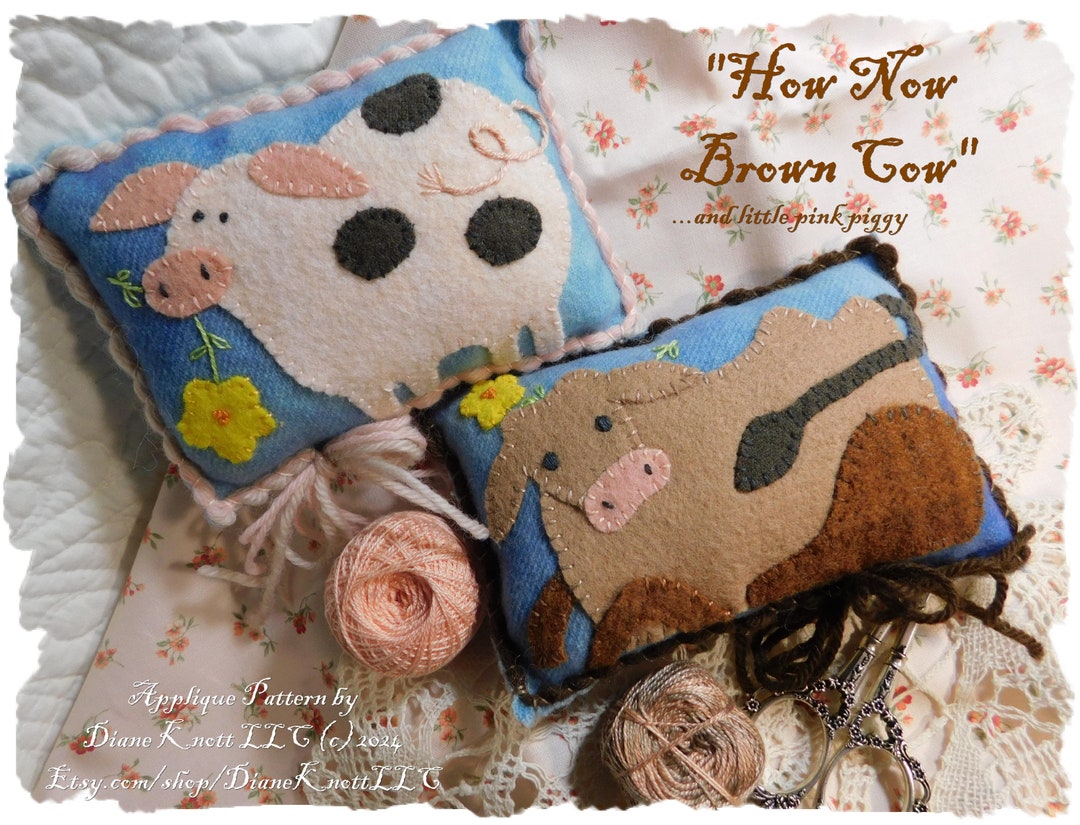 Cow and Pig Wool Applique Pattern Download - Easy Bowl Fillers or ...