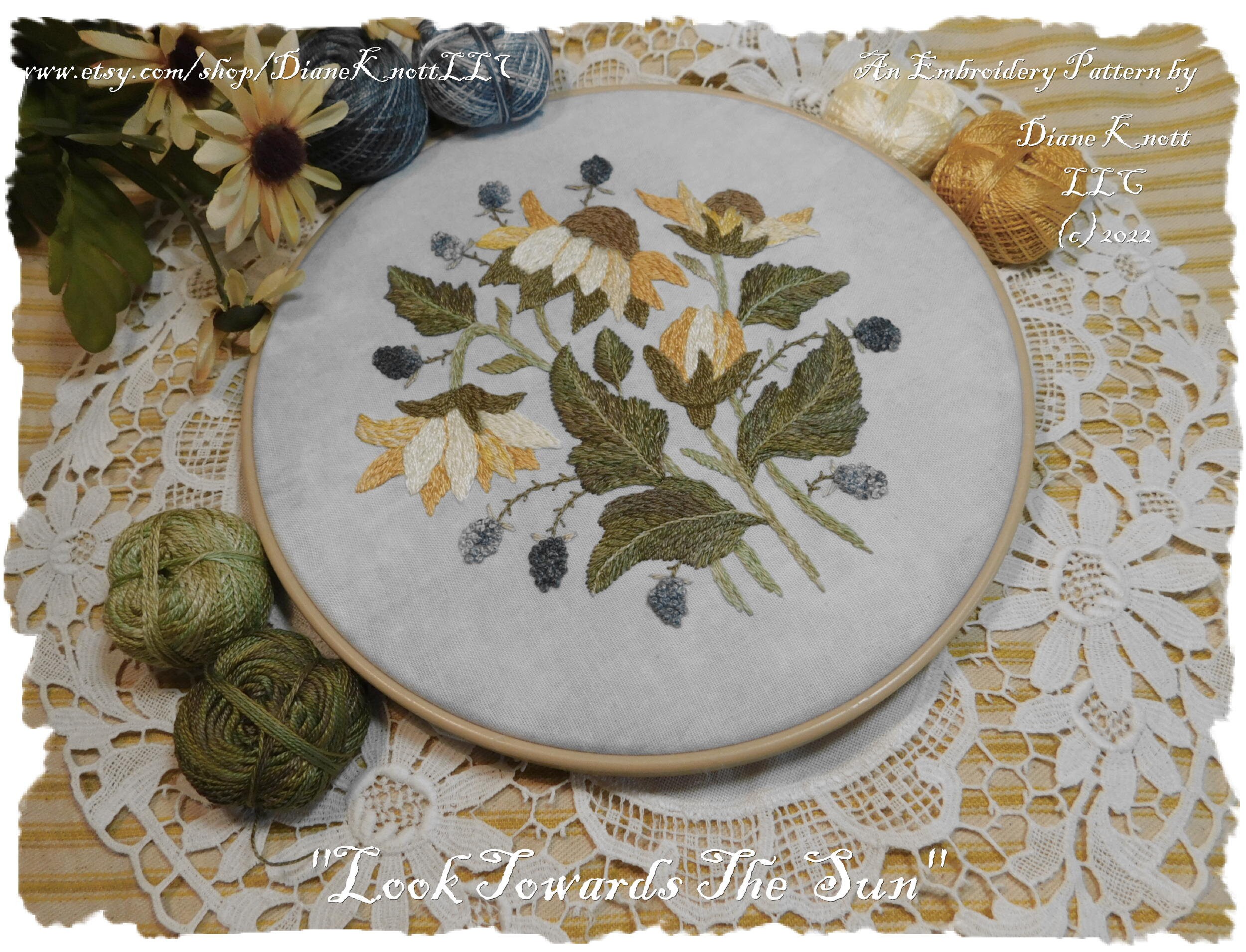 Sunflowers Hand Embroidery Pattern Download by Diane Knott LLC Look ...