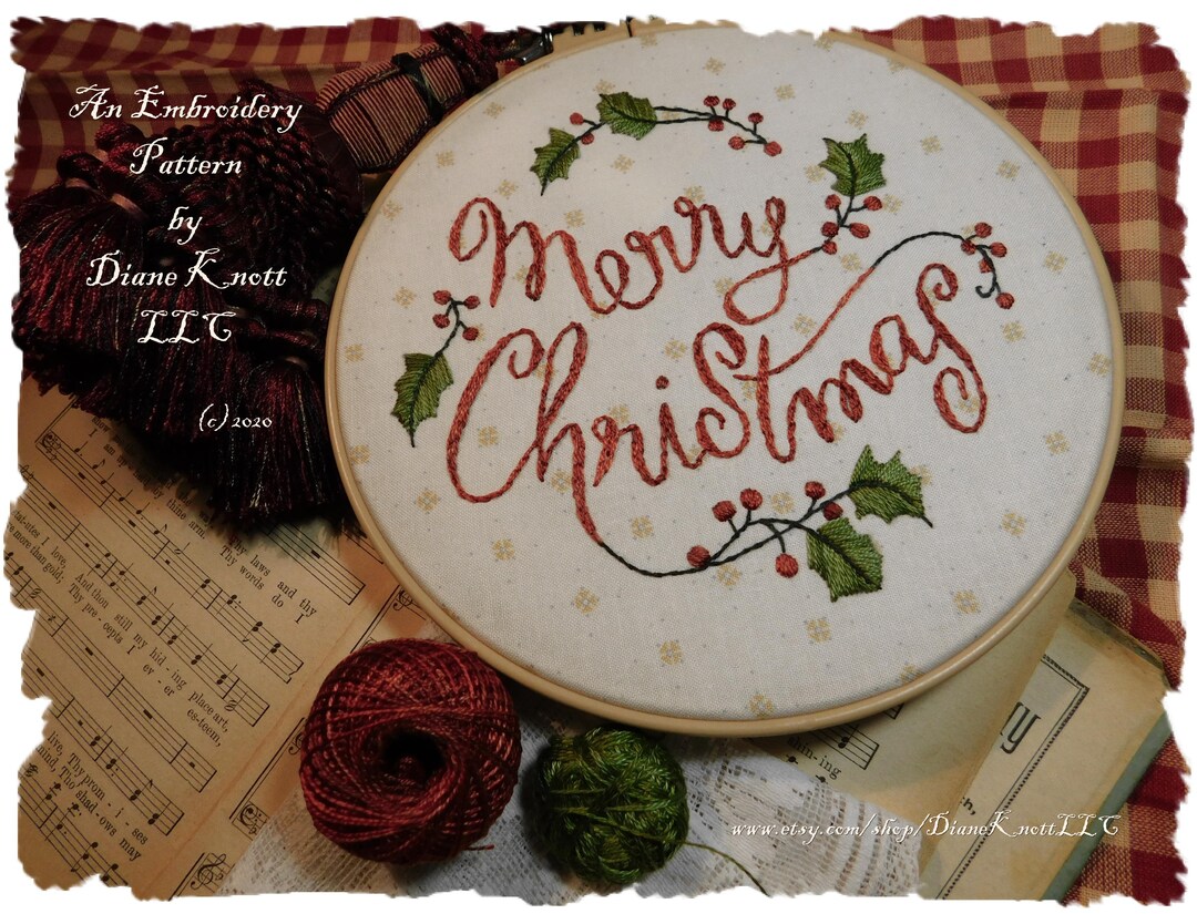 Merry Christmas Sampler Embroidery Pattern Download by Diane Knott LLC ...