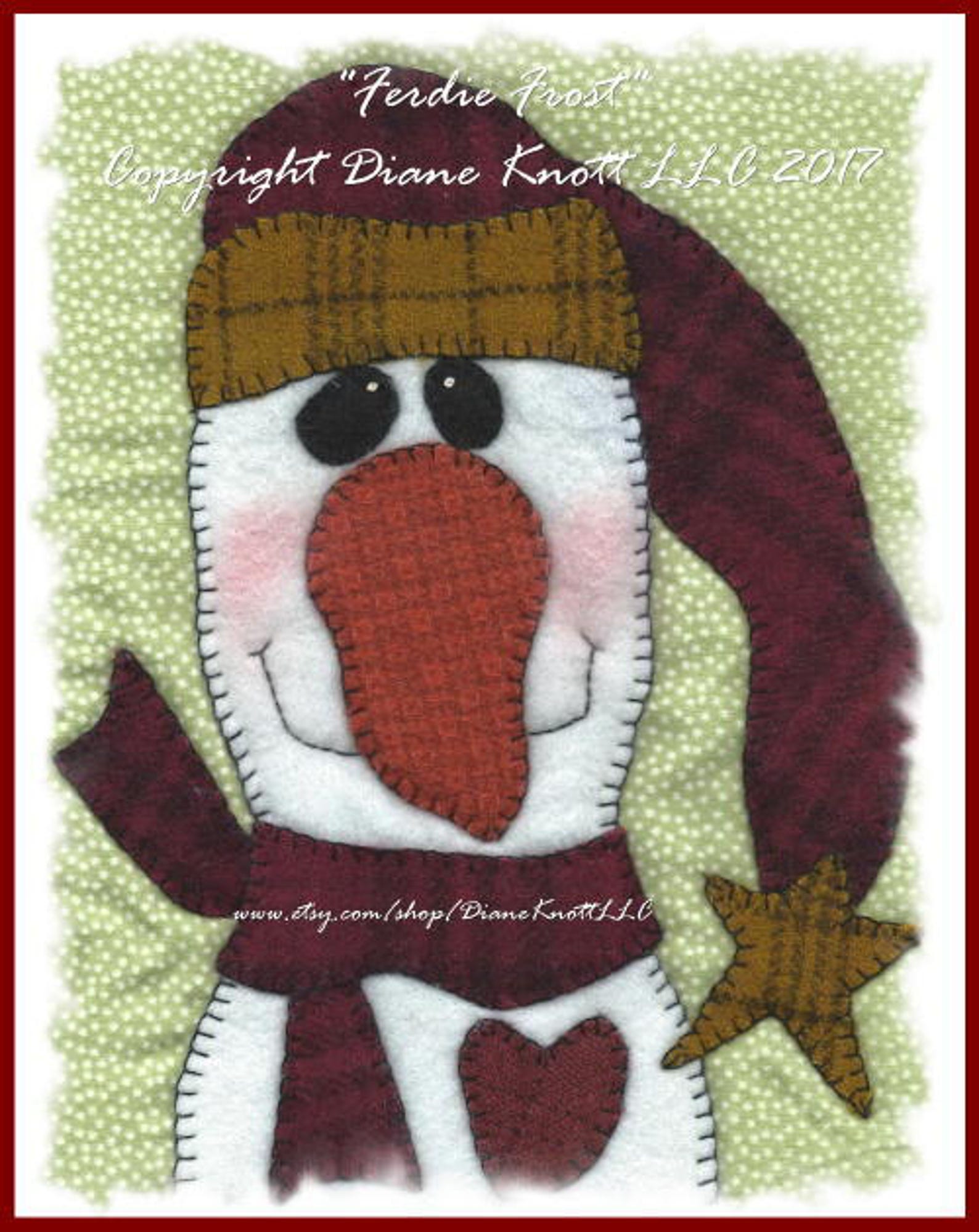 Prim Snowman Wool Applique Pattern Download by Diane Knott LLC Suitable ...