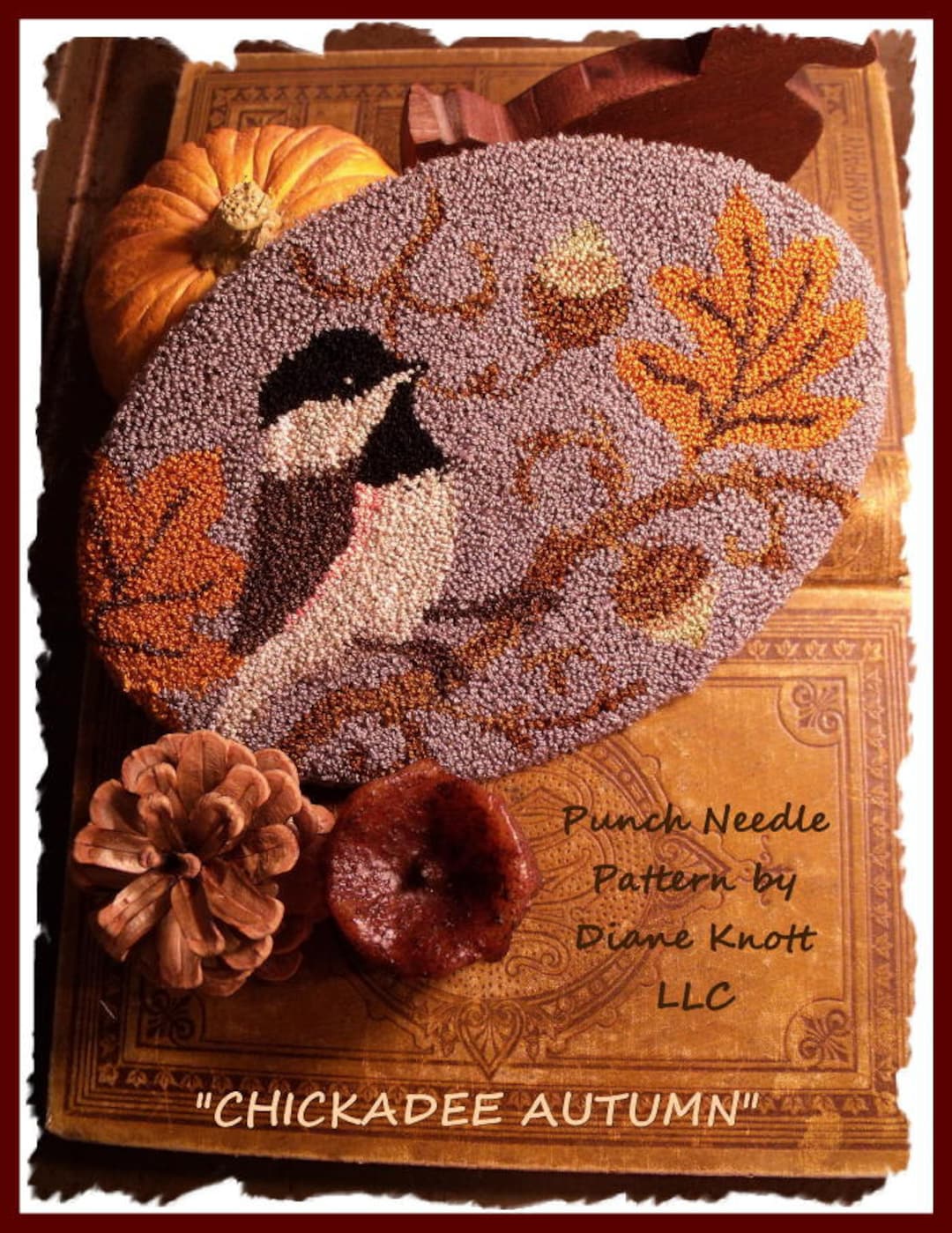 Chickadee With Autumn Leaves Autumn Punch Needle Pattern Download by ...