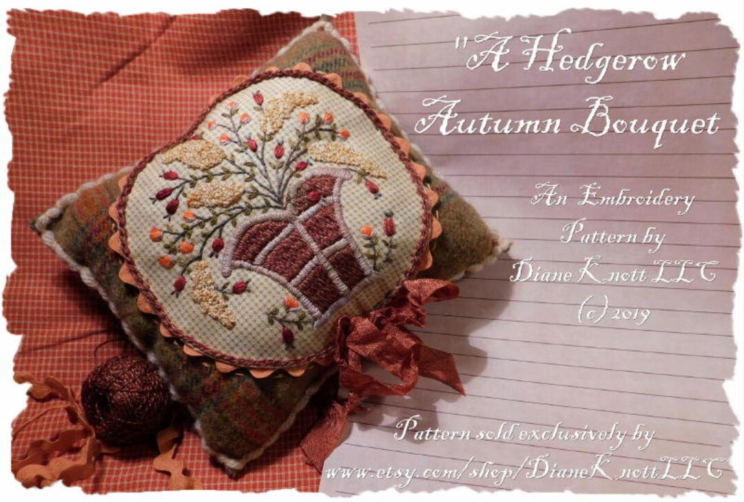 A Floral Fall Bowl Filler or Pincushion Embroidery Pattern Download by ...