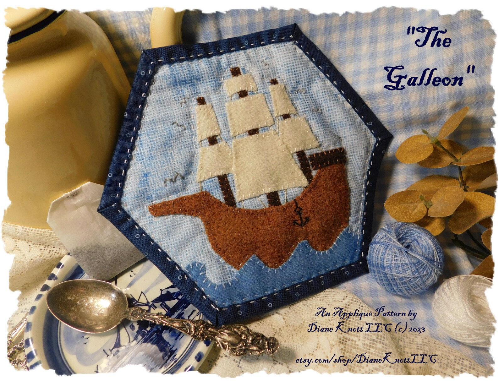 Sailing Ship Wool Applique Pattern Download by Diane Knott LLC - Etsy