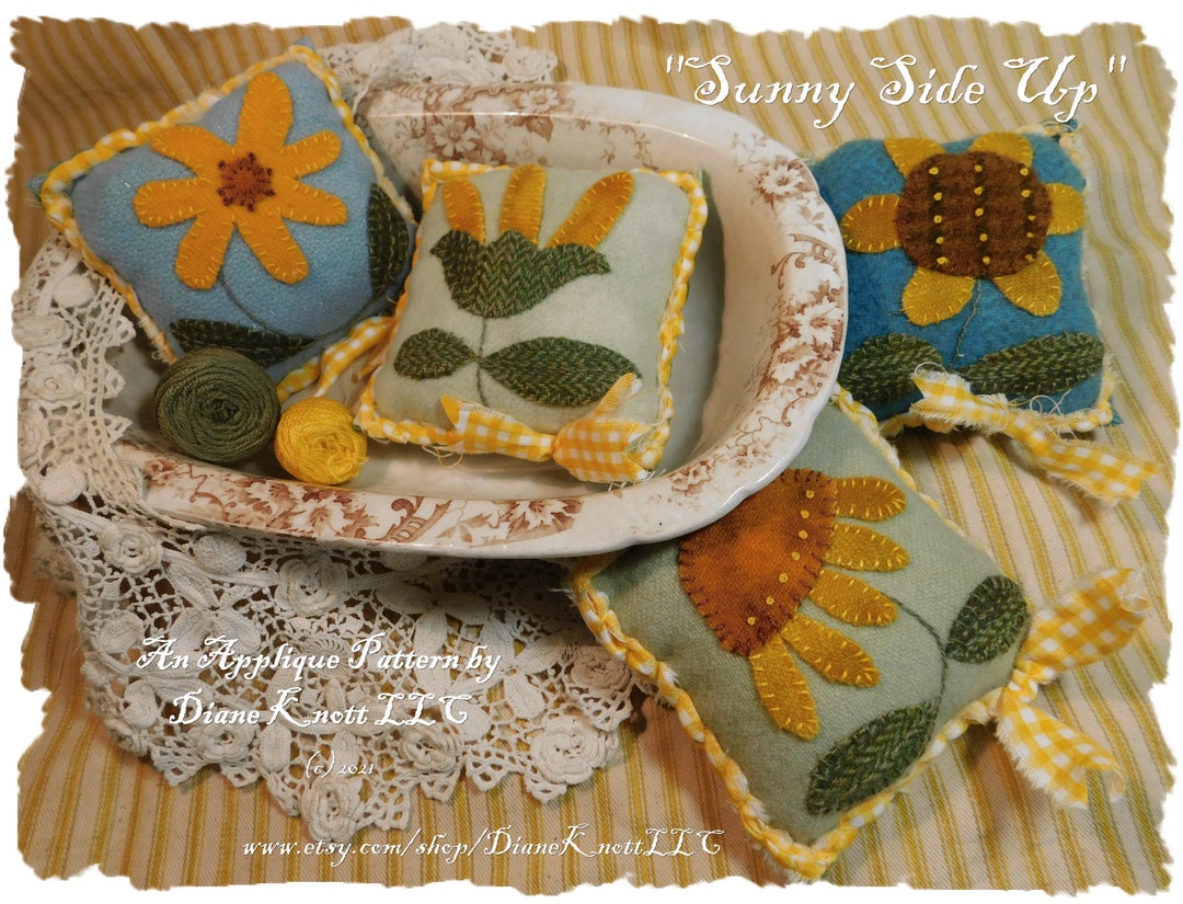 Sunflowers Bowl Fillers Wool Applique Pattern Download by Diane Knott ...
