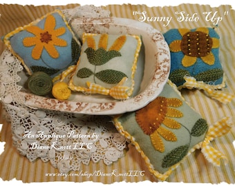 Sunflowers Bowl Fillers Wool Applique Pattern Download by - Etsy