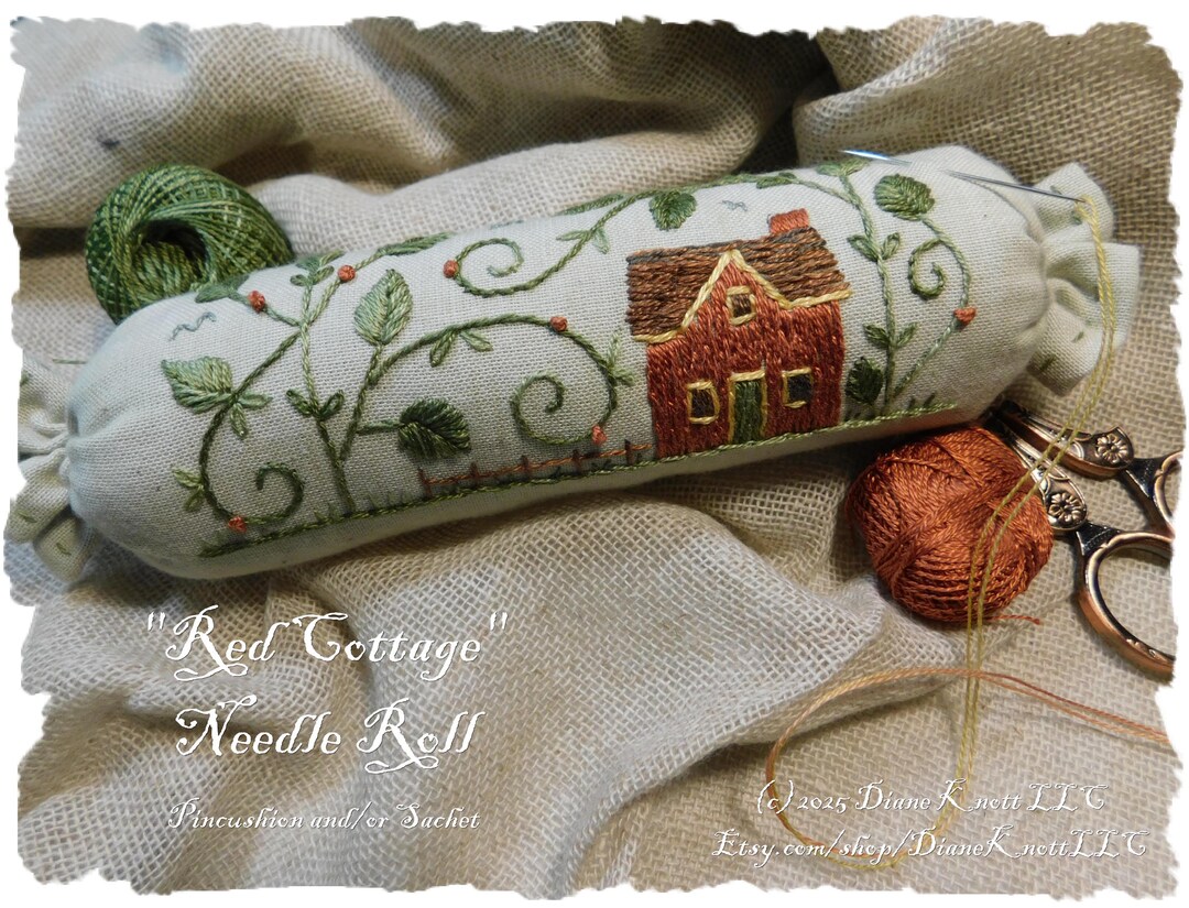 Red Cottage Needle Roll, Pincushion, Sachet, Bowl Filler Hand ...