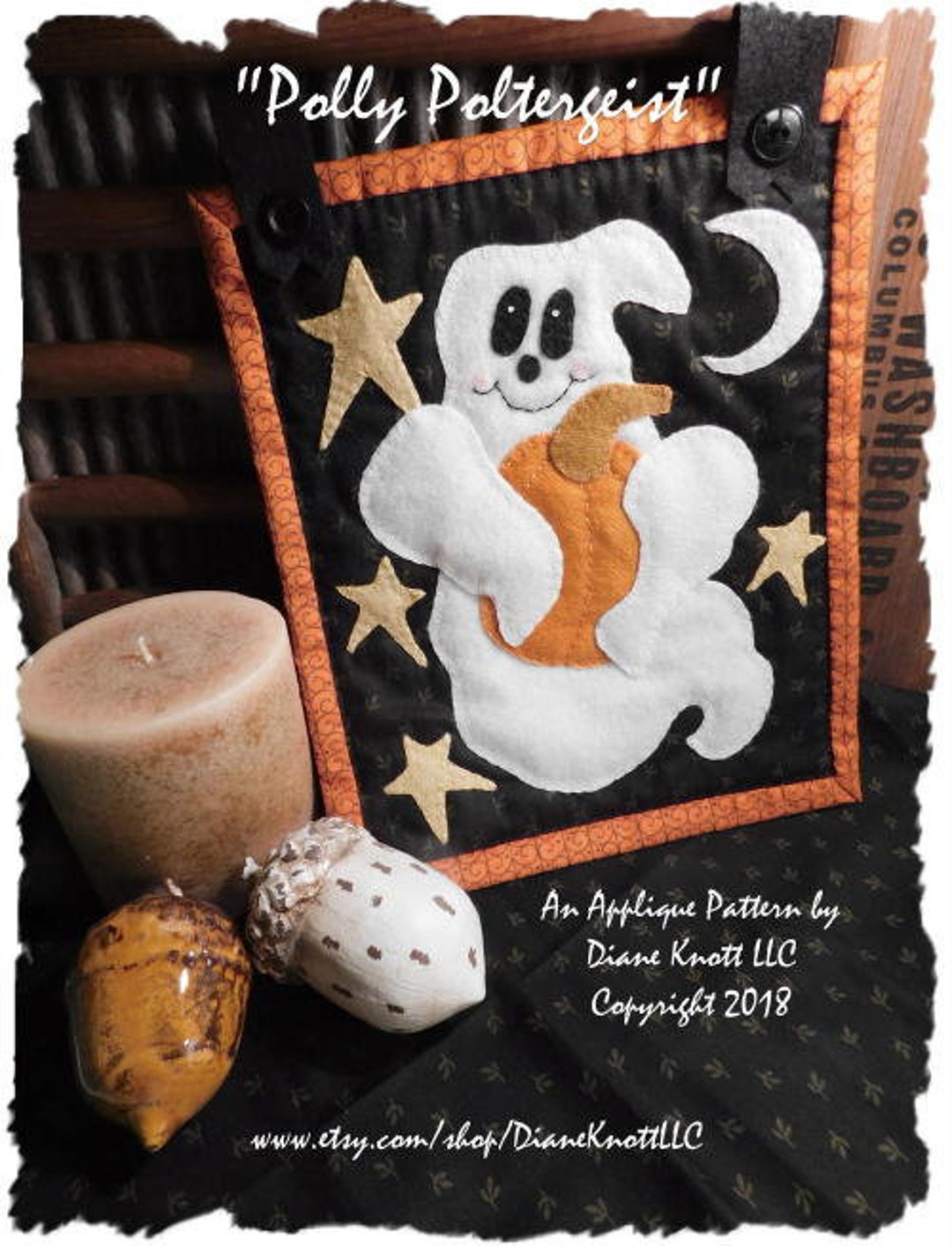 A Little Ghost Wool Applique Pattern Download by Diane Knott LLC - Wool ...