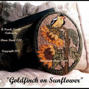 Goldfinch on Sunflower Punch Needle Pattern Download by Diane Knott LLC ...