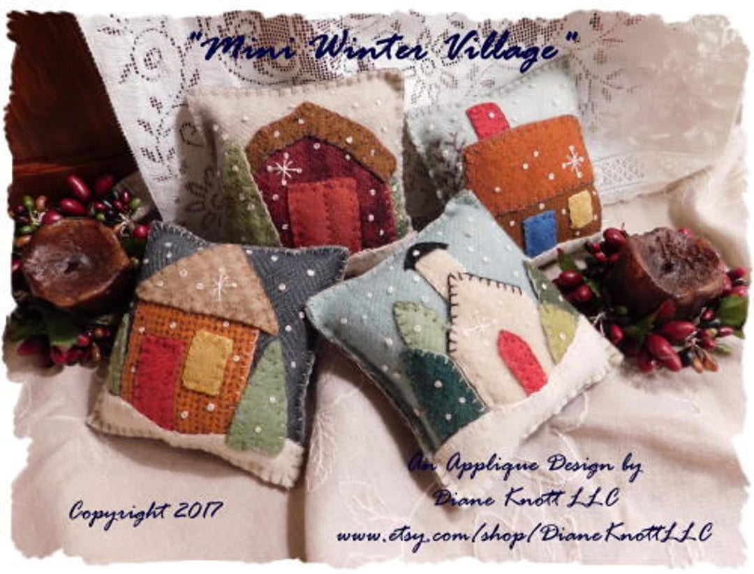 Winter Village Wool Applique Pattern Download: Mini Sachets or Bowl ...