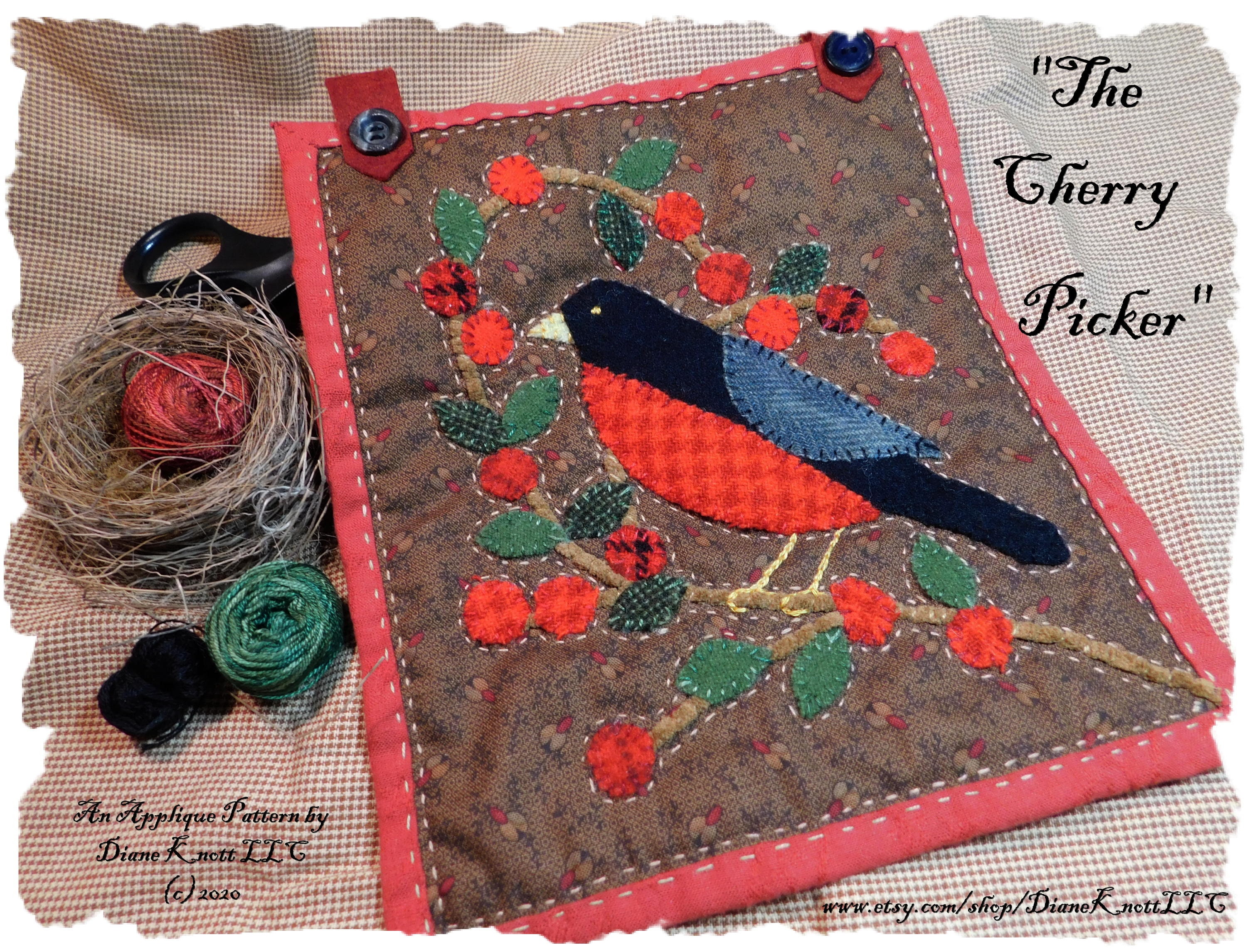 Robin Wool Applique Pattern Download by Diane Knott LLC Suitable for ...