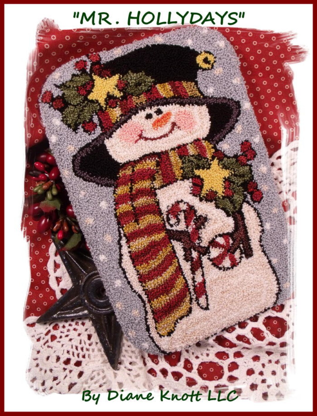 Mr Hollydays Snowman Punch Needle Pattern Download by Diane Knott LLC - Etsy