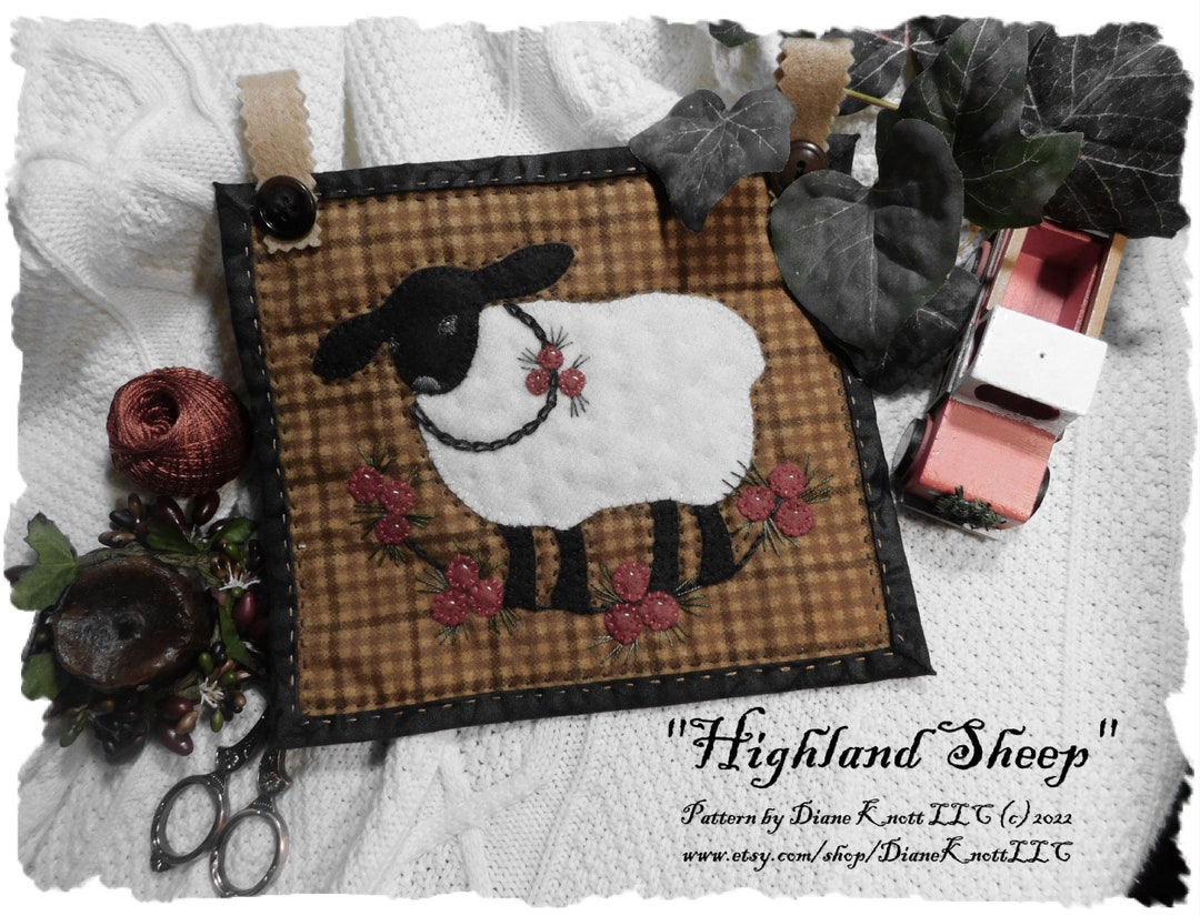 Sheep Wool Applique Pattern Download For Wall Hanging Or Banner By
