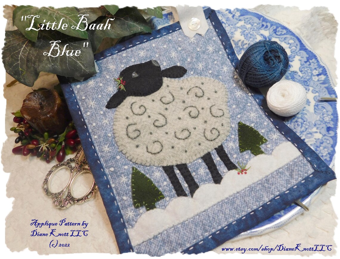 Winter Sheep Wool Applique Pattern Download by Diane Knott LLC - Etsy