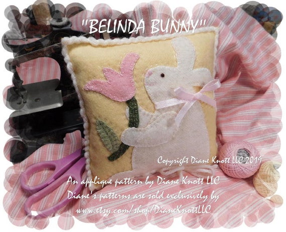 Bunny Wool Applique Pattern Download by Diane Knott LLC | Etsy
