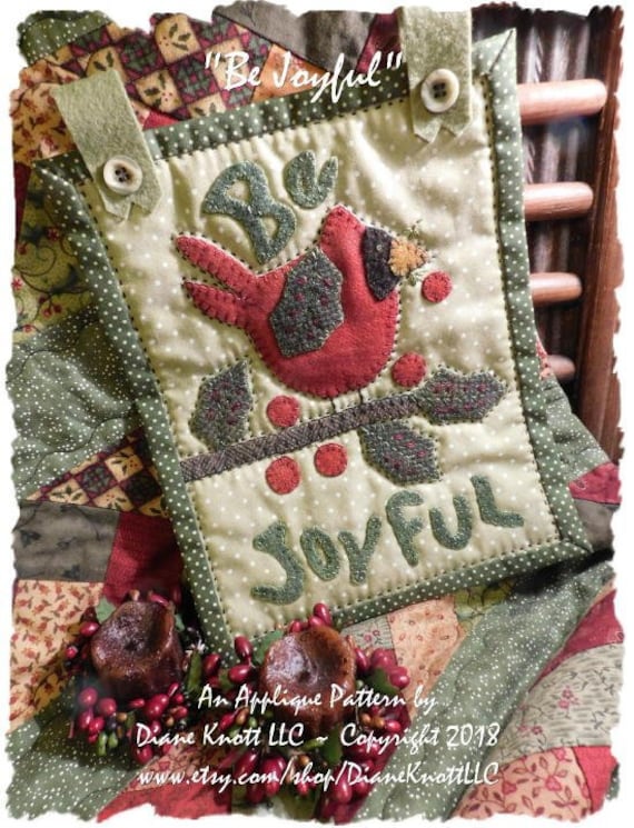 Cardinal Winter Wool Applique Pattern Download by Diane Knott | Etsy