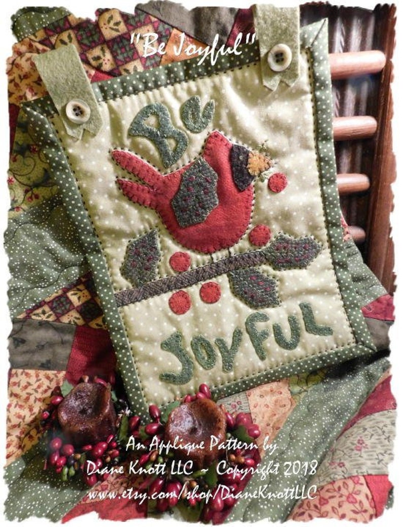 Cardinal Winter Wool Applique Pattern Download by Diane Knott - Etsy