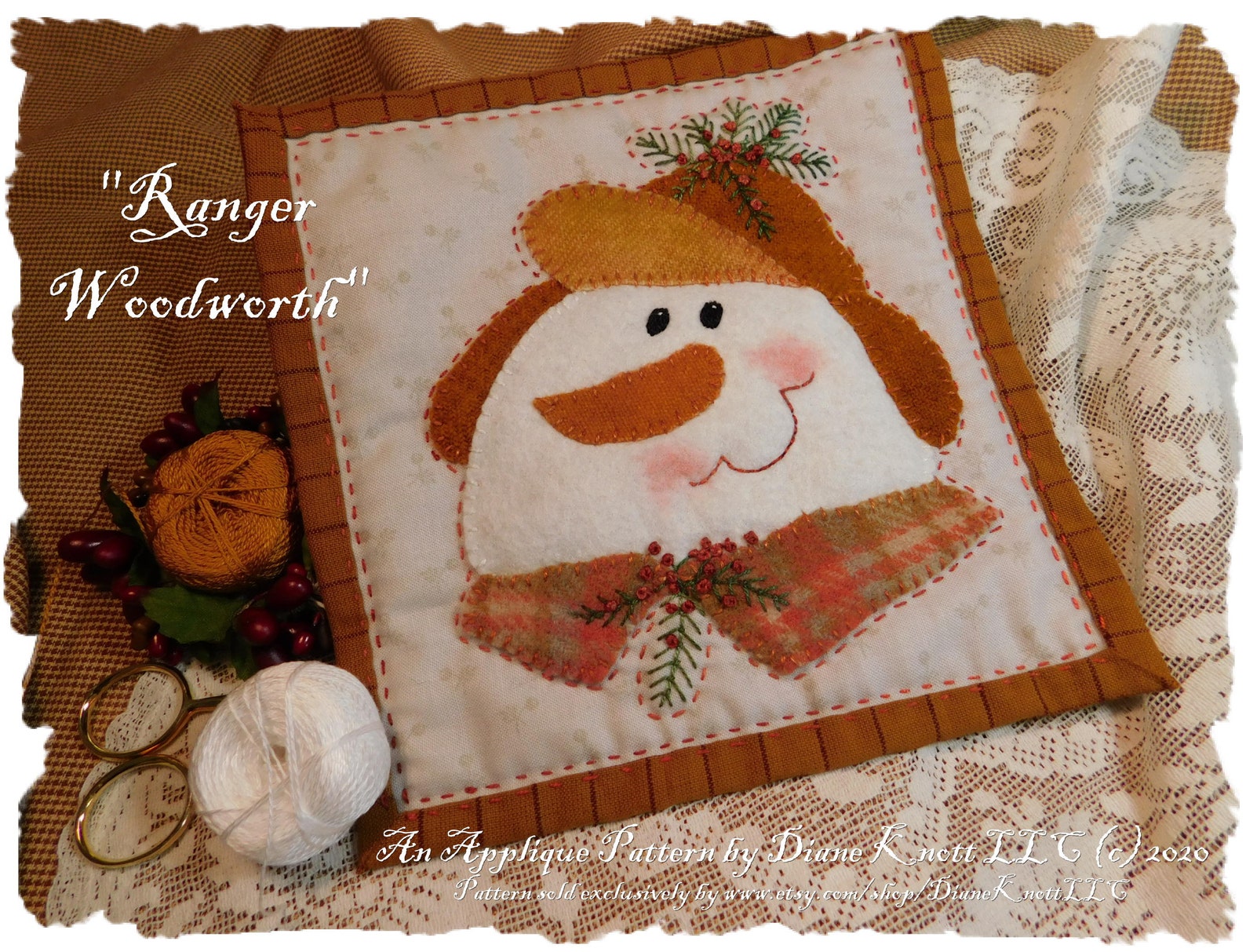 Snowman Wool Applique Pattern Download by Diane Knott LLC Suitable for ...