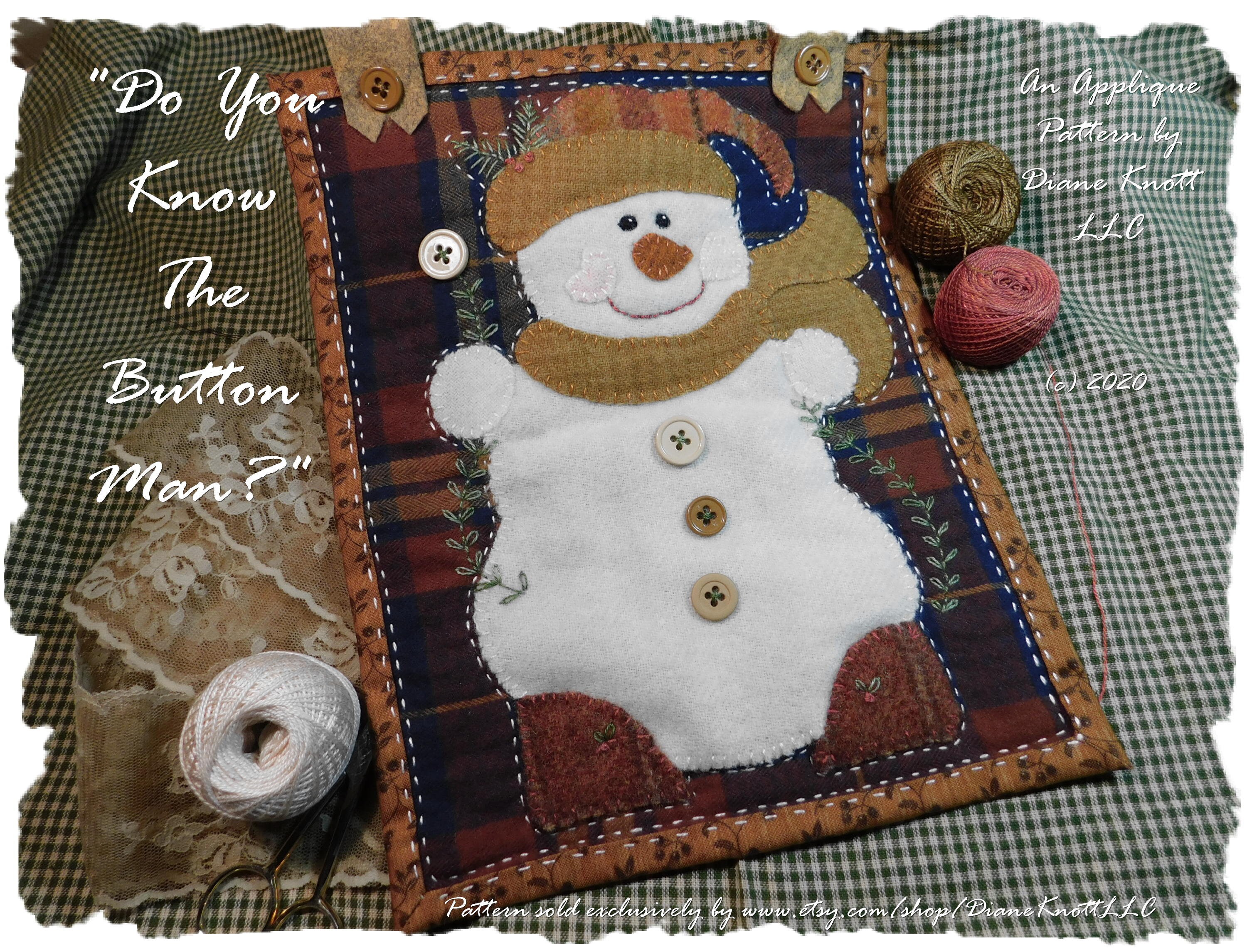 Snowman Wool Applique Pattern Download by Diane Knott LLC - Etsy