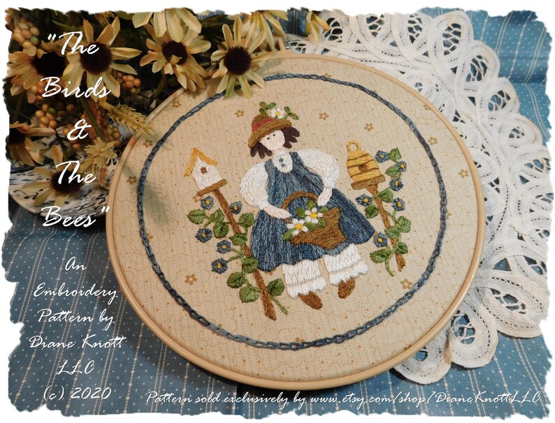 Old Fashioned Girl Embroidery Pattern Download by Diane Knott LLC - Etsy