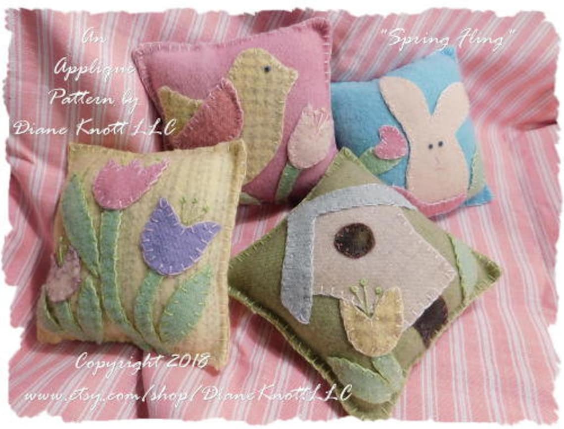 Spring Bowl Fillers Sachets Pin Cushions Wool Applique | Etsy