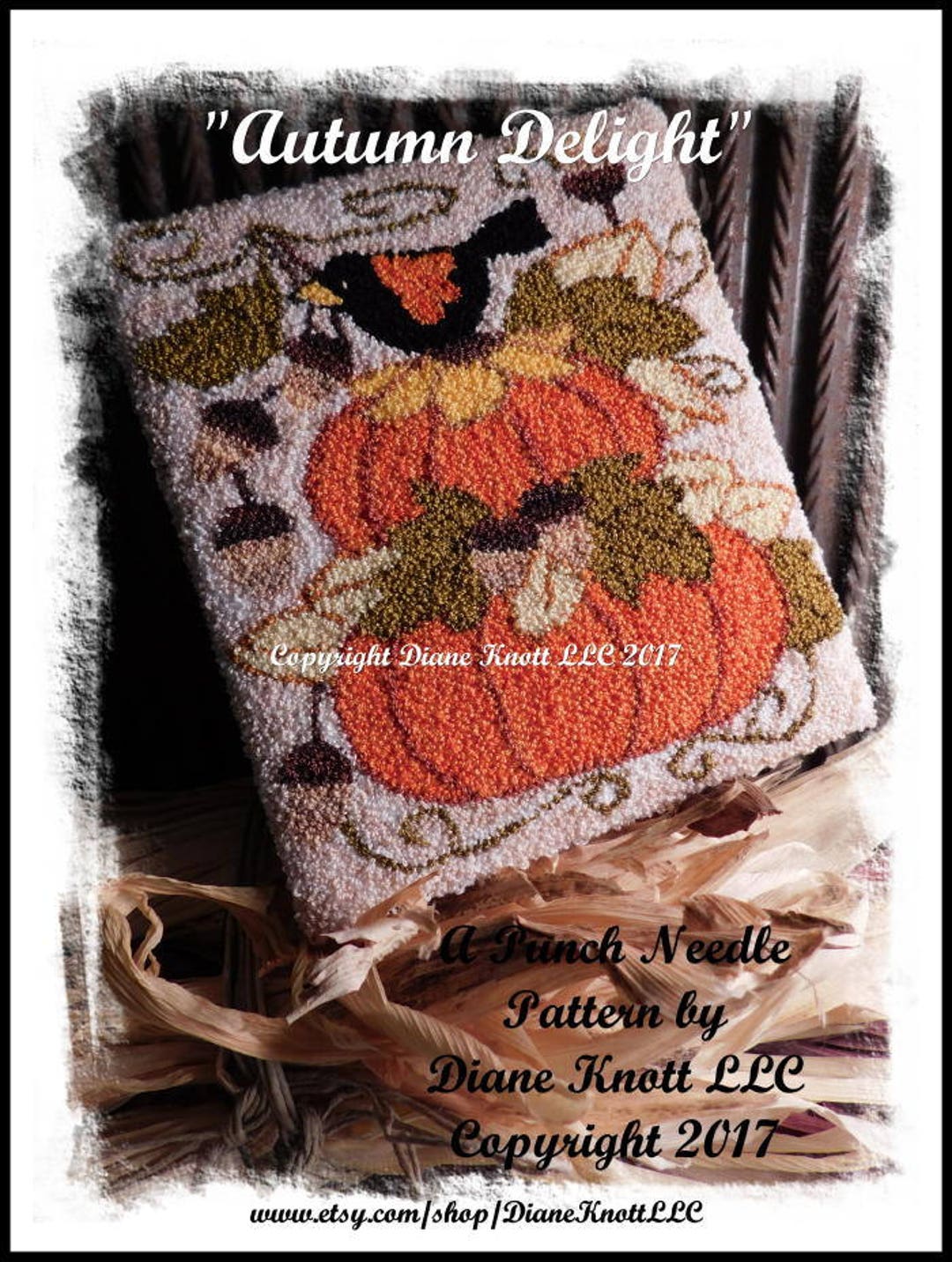 Crow and Pumpkins Punch Needle Pattern Download by Diane Knott LLC - Etsy