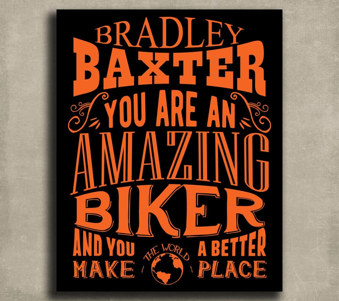 Custom Biker Tin Sign, Amazing Biker Sign, Black Orange Biker Sign ...
