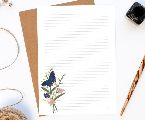 A4 Writing Paper Sheets Plain or Lined Pretty Floral | Etsy