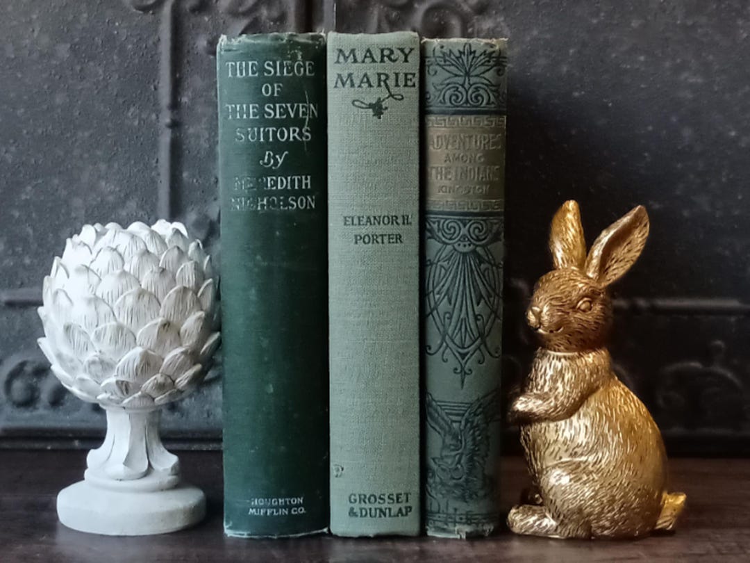 Vintage Green Books, Set of 3 Old Green Books, Decorative Books ...