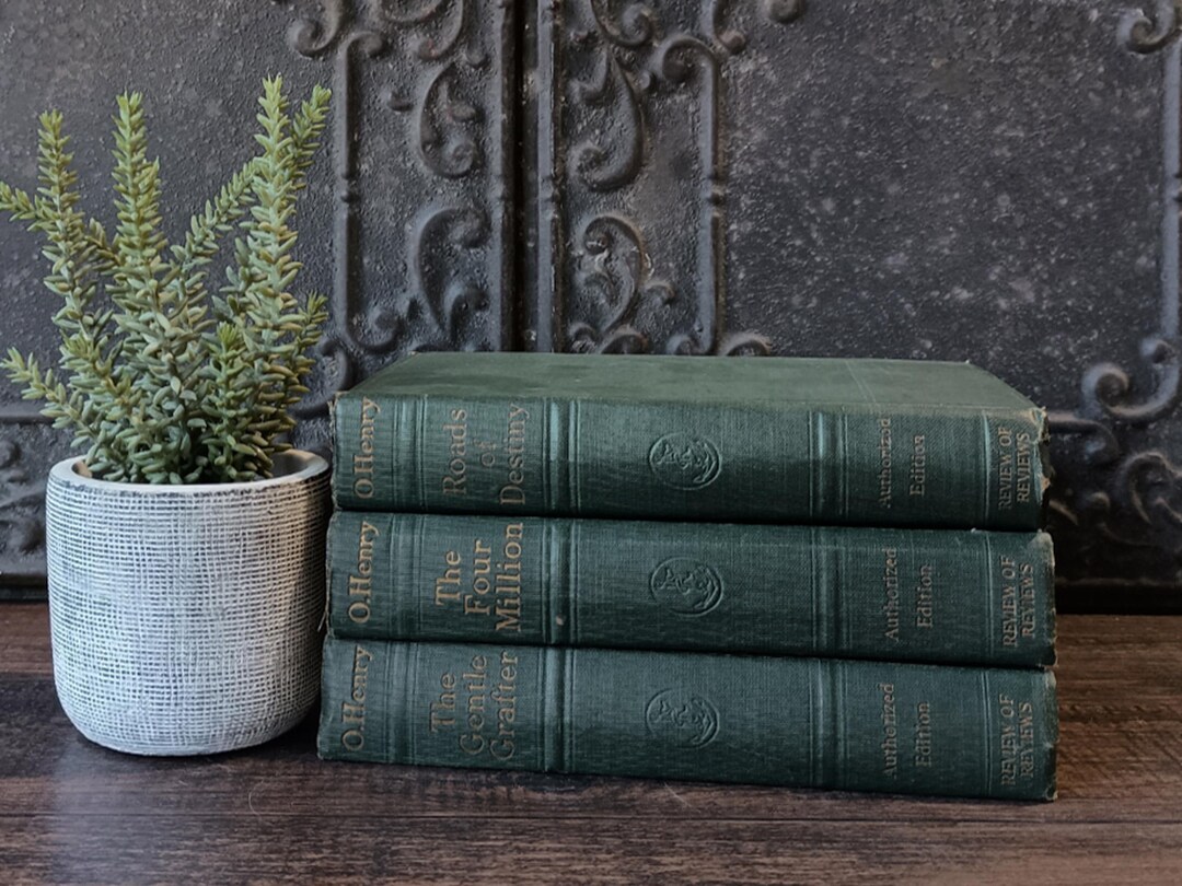 Vintage Green Books, Old Green Books, Bookshelf Decor, Decorative Book ...