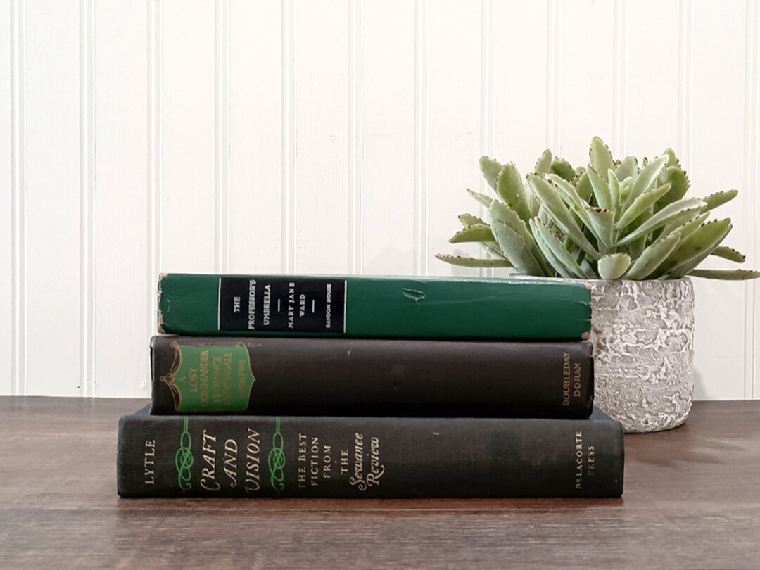 Vintage Black Books, Vintage Green Books, Set of 3 Old Books, Black ...