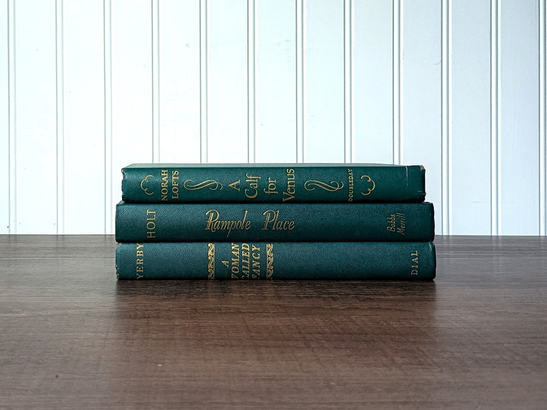 Vintage Green Books, Set of 3 Old Green Books, Green Home Decor ...