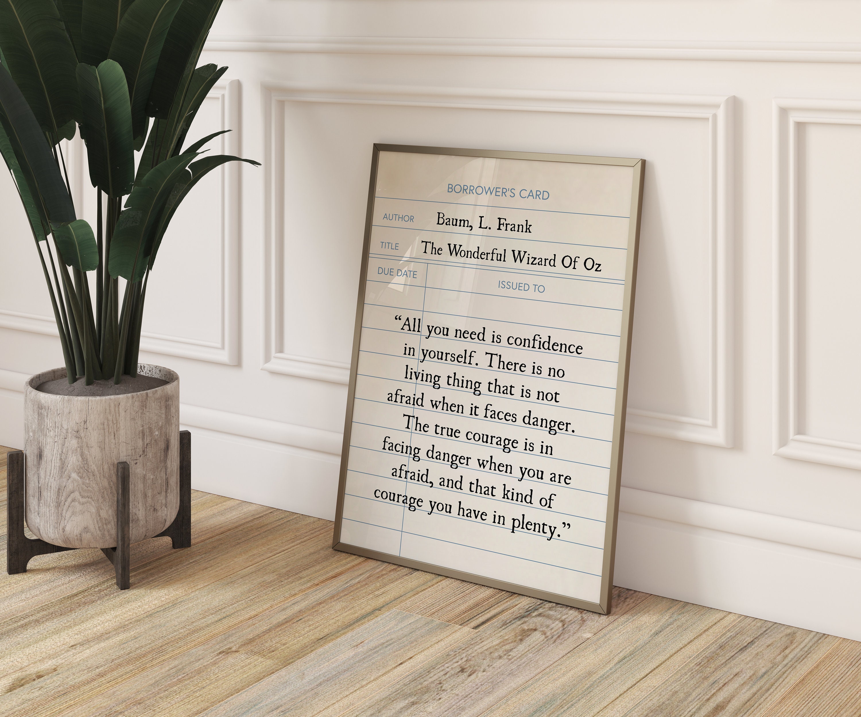 The Wonderful Wizard of Oz Quote Library Card Printable Wall Art Wizard ...