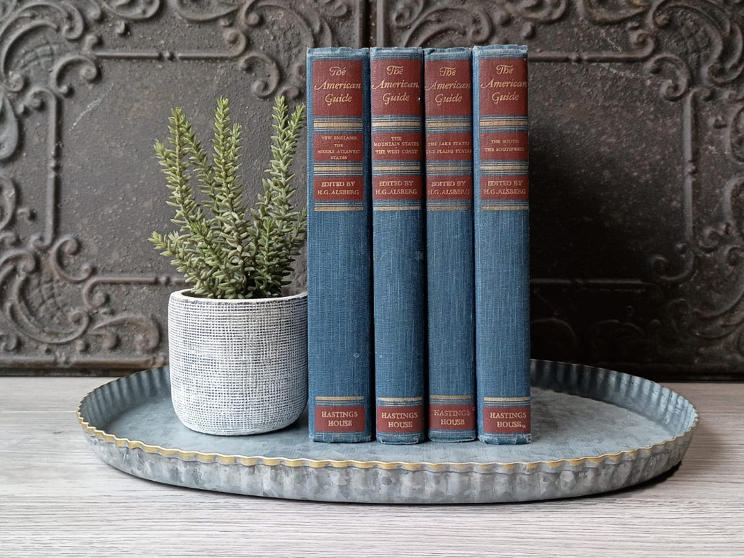 Vintage Blue Traveling Books - Old Book Set - Nautical Home Decor ...
