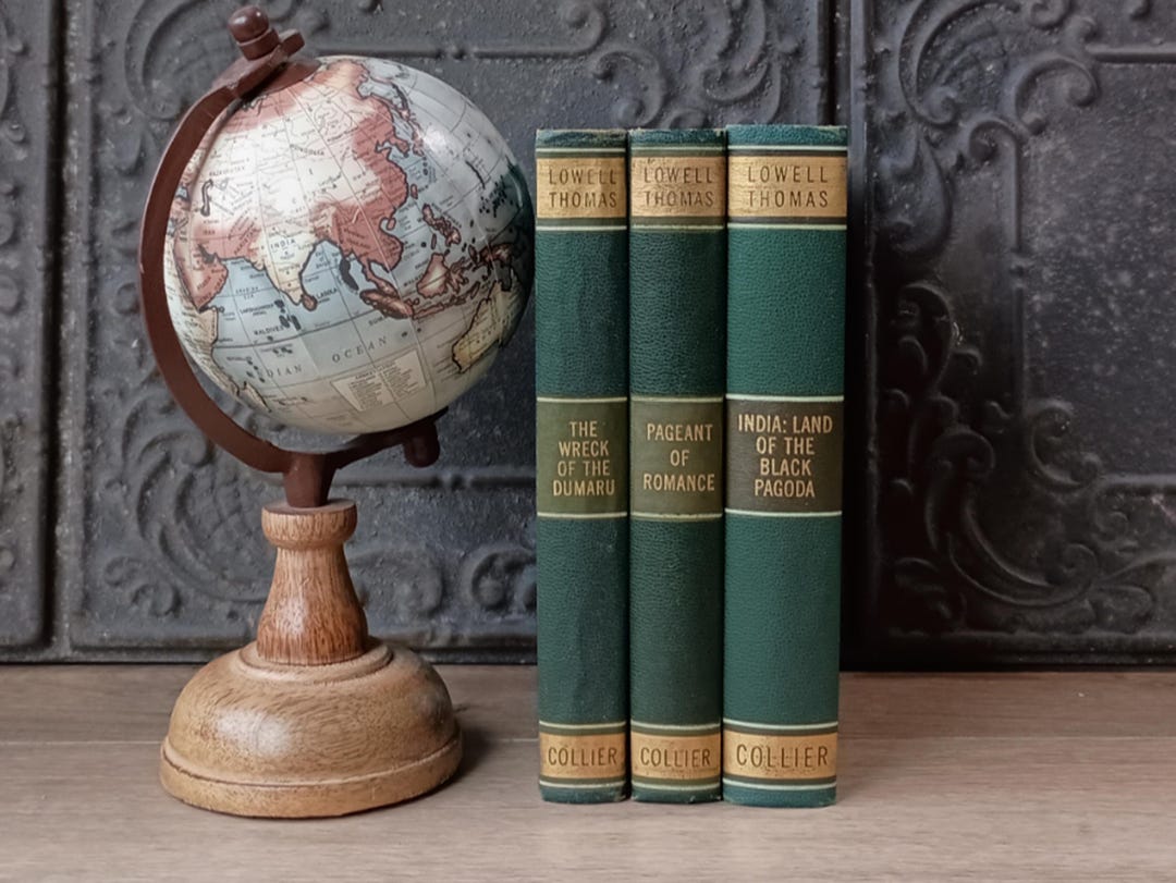 Vintage Green Books, Set of 3 Old Green Books, Lowell Thomas Adventure ...