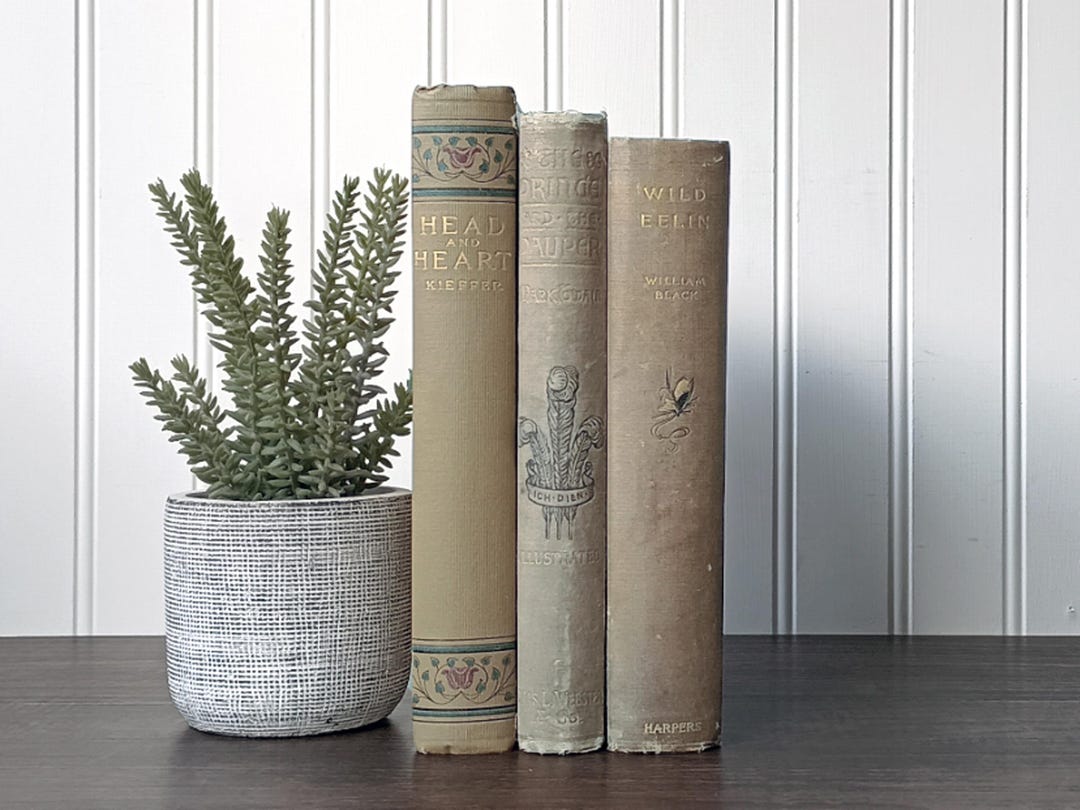 Antique Brown Books, Prince and the Pauper Book, Set of 3 Old Tan Books ...