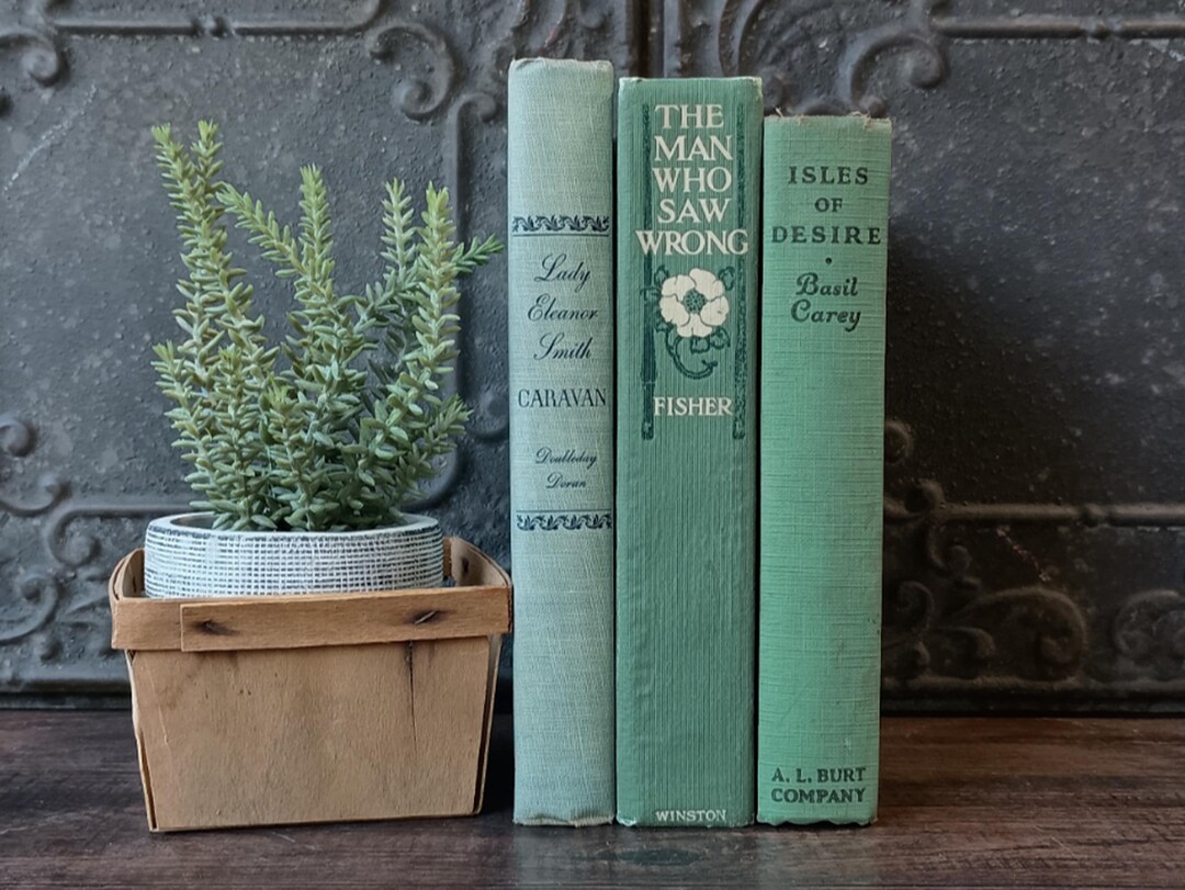 Vintage Green Books, Old Sage Books, Decorative Books, Aesthetic Home ...