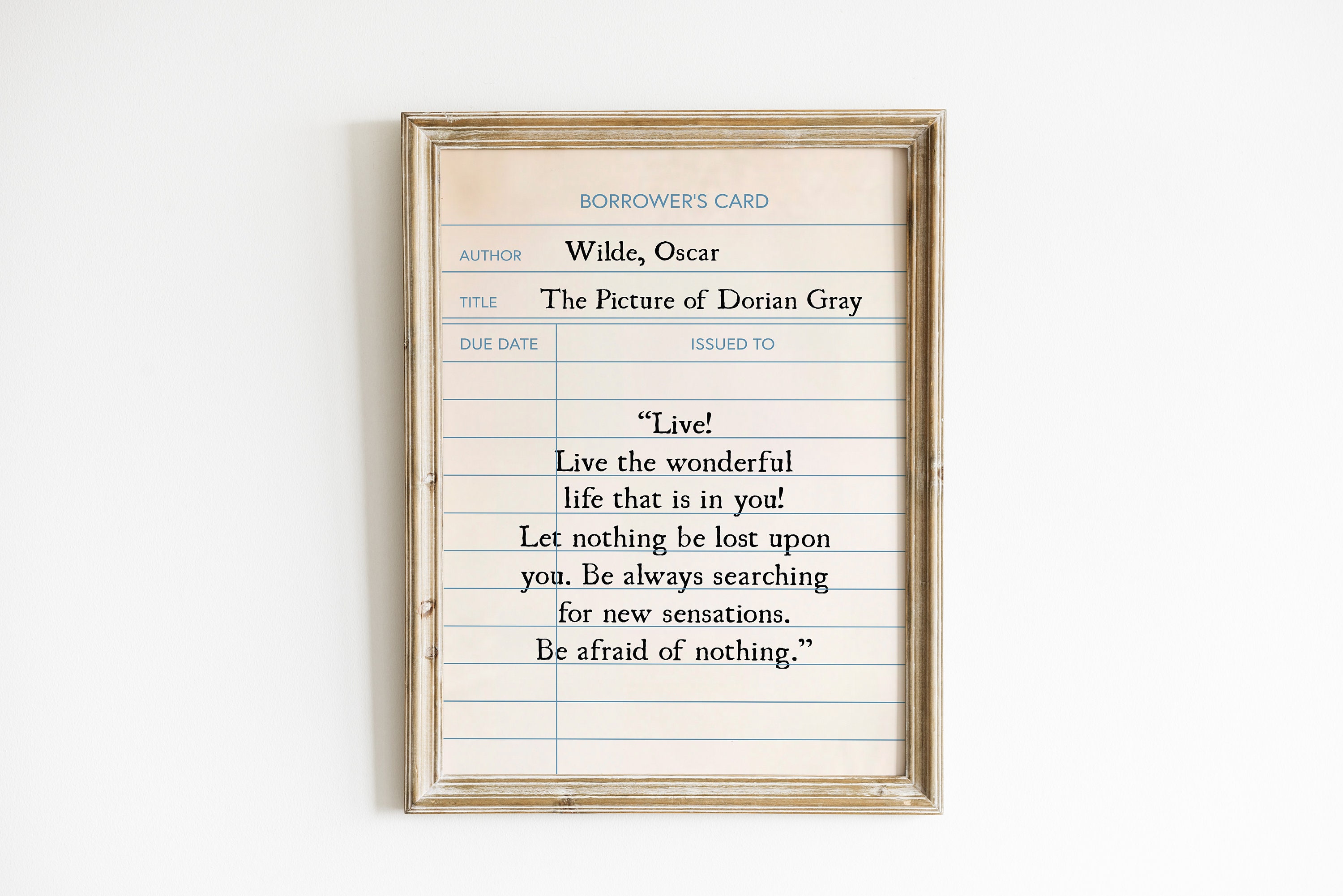 The Picture of Dorian Gray Quote Library Card Printable Wall Art ...