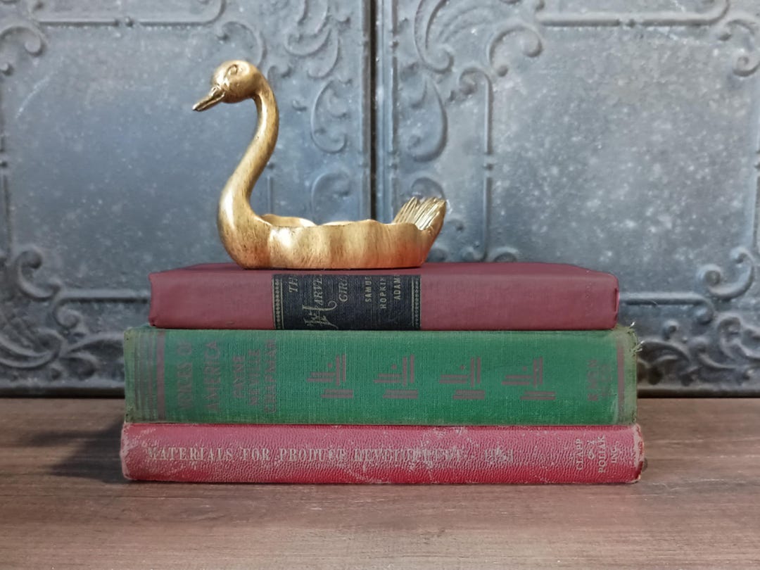 Vintage Red & Green Book Set of 3: Christmas Shelf Decor, Decorative ...