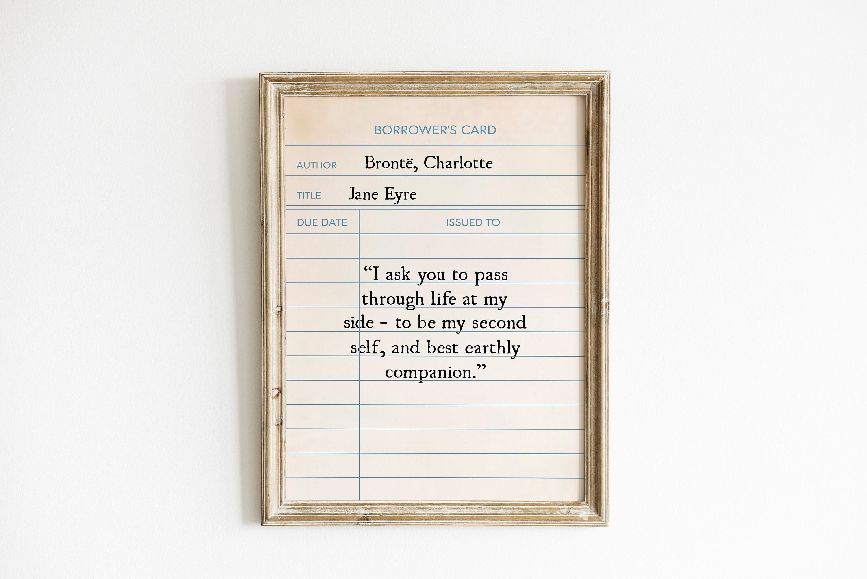 Jane Eyre Quote Library Card Printable Wall Art Digital Prints Old ...