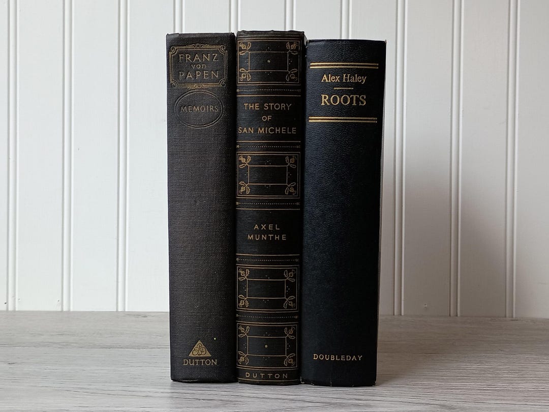 Vintage Black Books, Set of 3 Old Black Books, Roots, Biography Books ...
