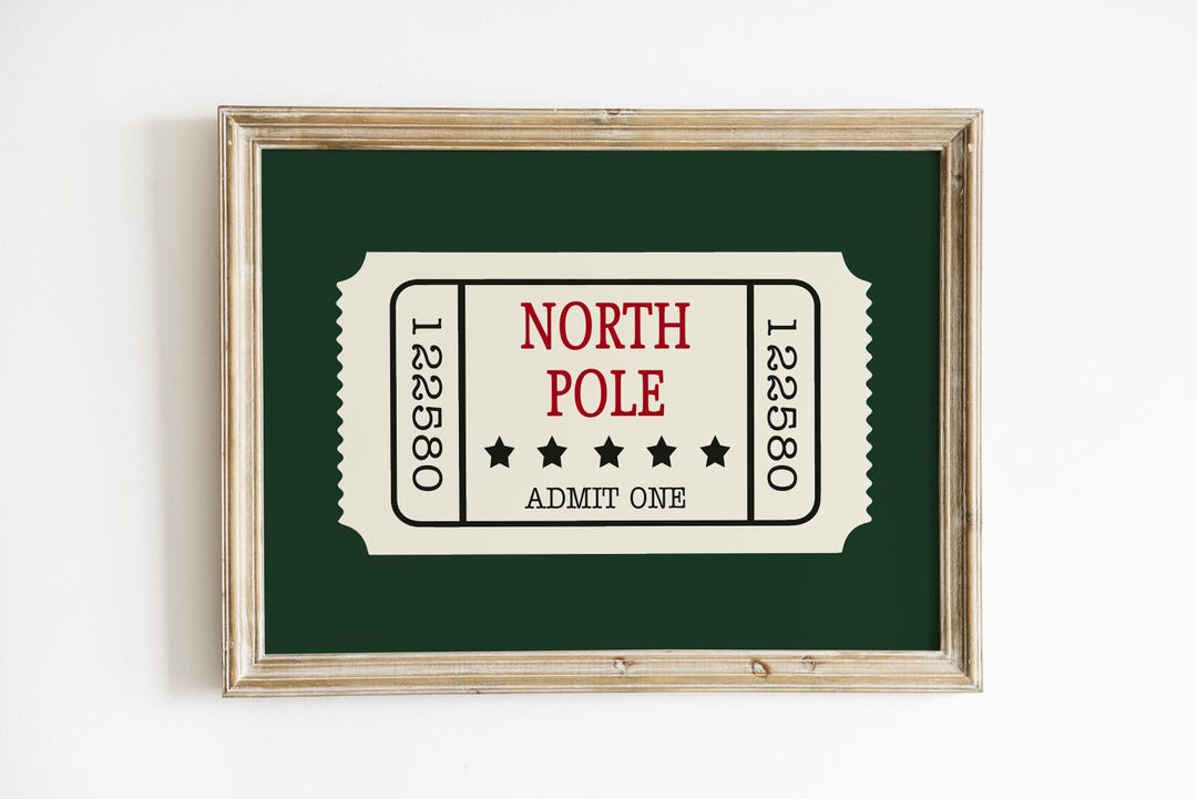 North Pole Ticket Digital Print for Christmas Home Decor to Use in Your ...