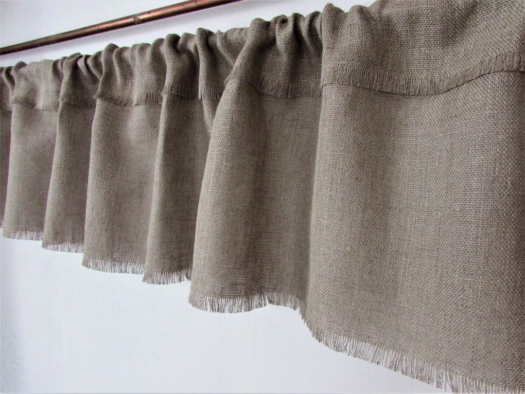 Rustic Chic Natural Linen Burlap Window Valance With Fringe - Etsy
