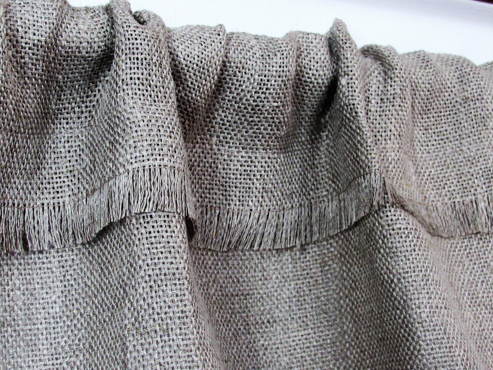 Rustic Chic Natural Linen Burlap Window Valance With Fringe - Etsy