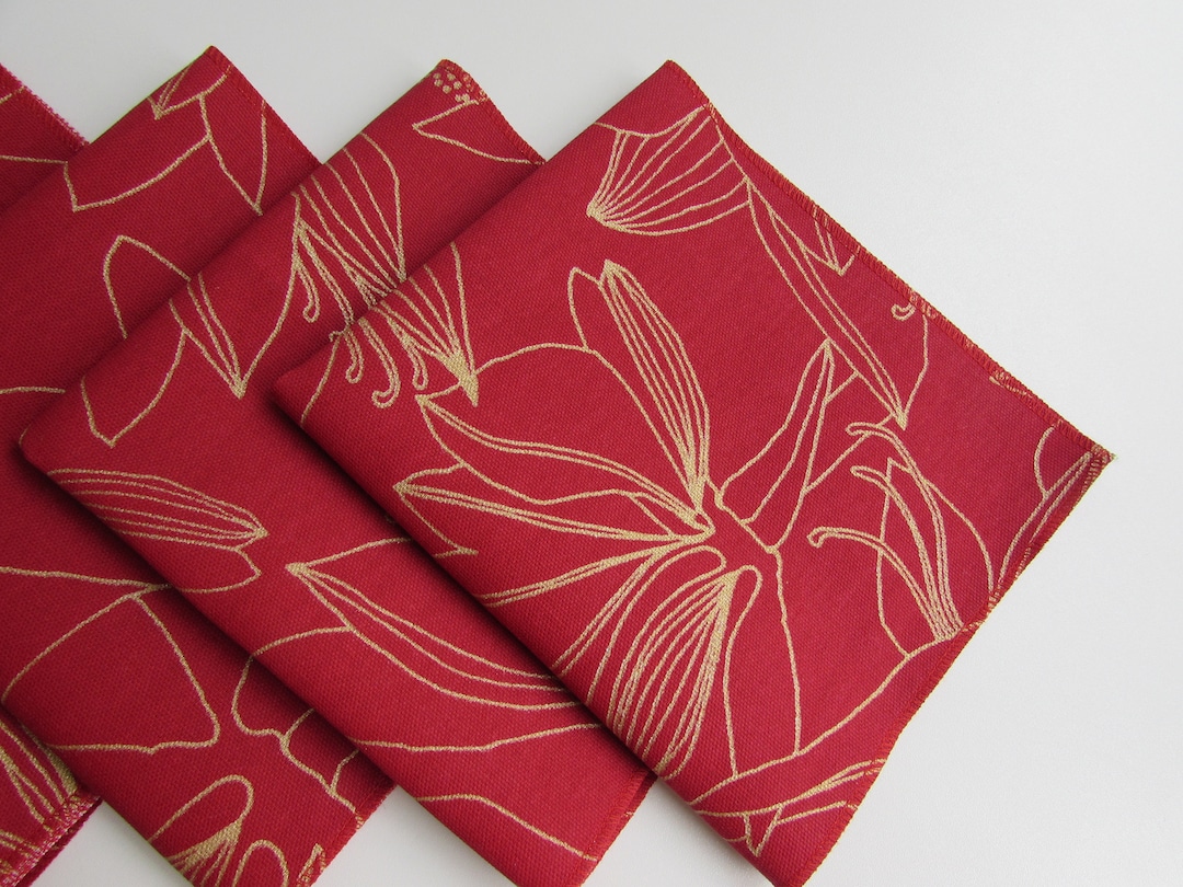 Red Fabric Christmas Cloth Napkins. Set of 8 Reusable Cloth - Etsy