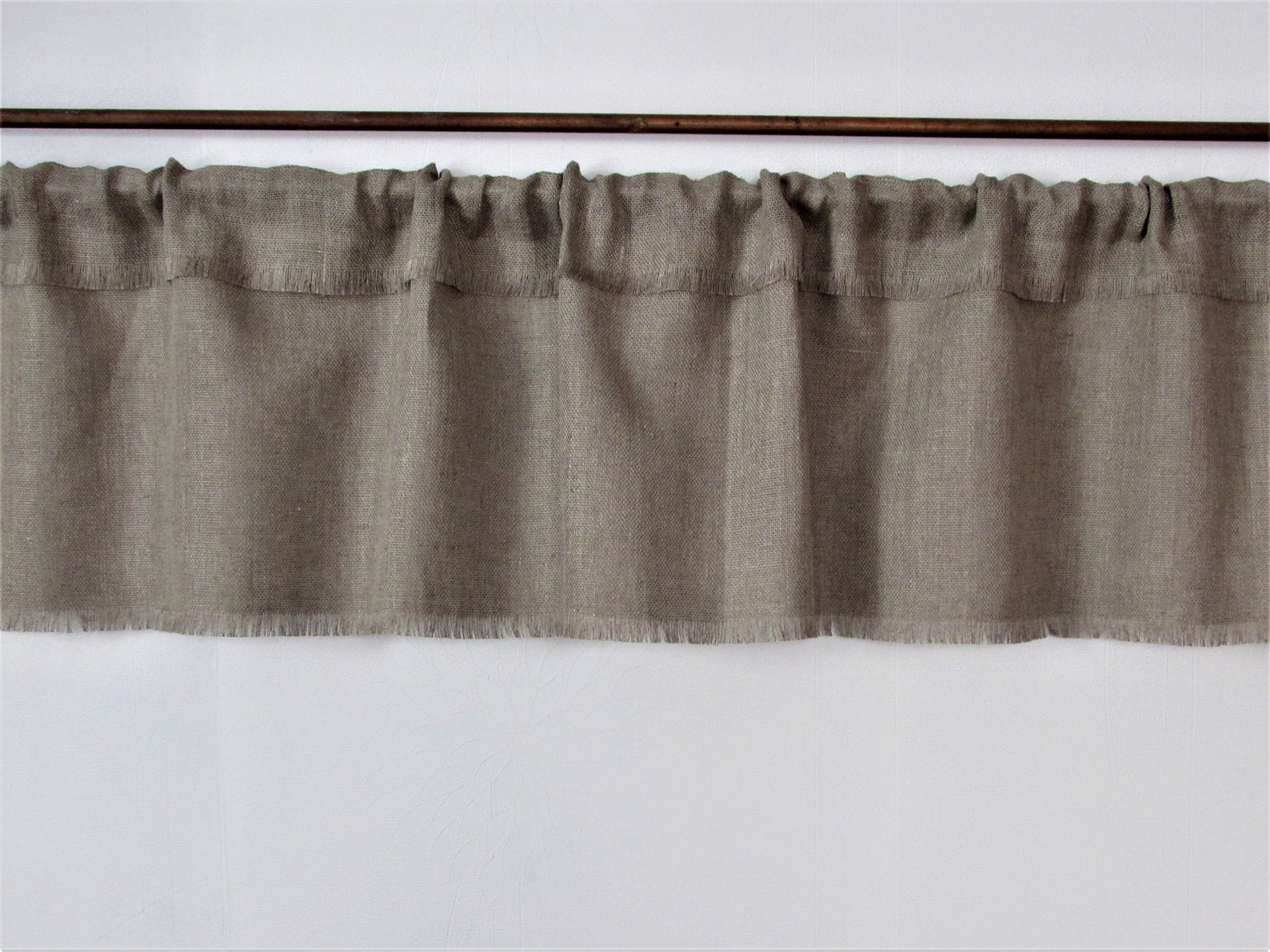 Rustic Chic Natural Linen Burlap Window Valance With Fringe - Etsy